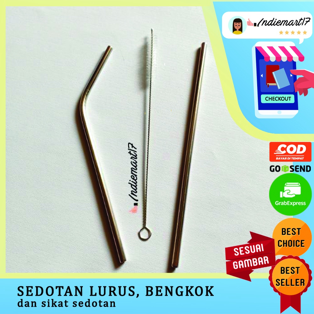 Jual Sedotan metal besi stainless steel stainlis straw dan pembersih ...