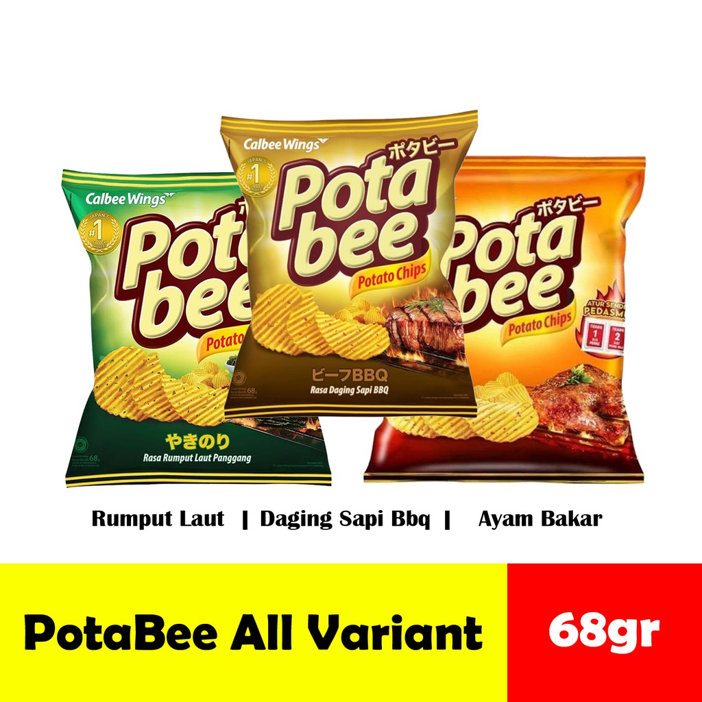 Jual PotaBee Potato Chips Ayam Bakar / Daging Sapi Bbq / Rumput Laut ...
