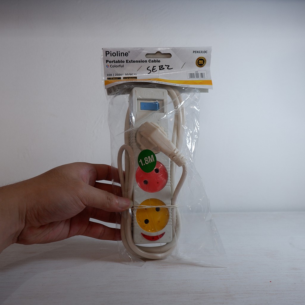 Jual Terminal Colokan Gepeng Warna 3 Lubang 1,8 Meter Murah Pioline PEK ...