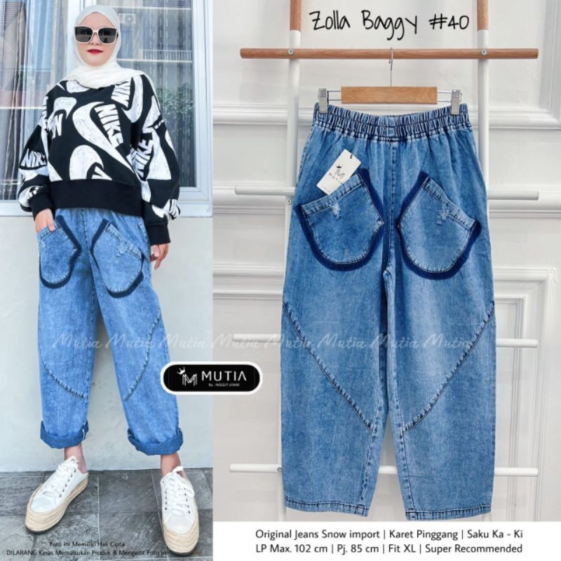 Jual ZOLLA BAGGY #40 BY MUTIA (CELANA BAGGY JEANS MUSLIMAH) Celana jeans wanita | Shopee Indonesia
