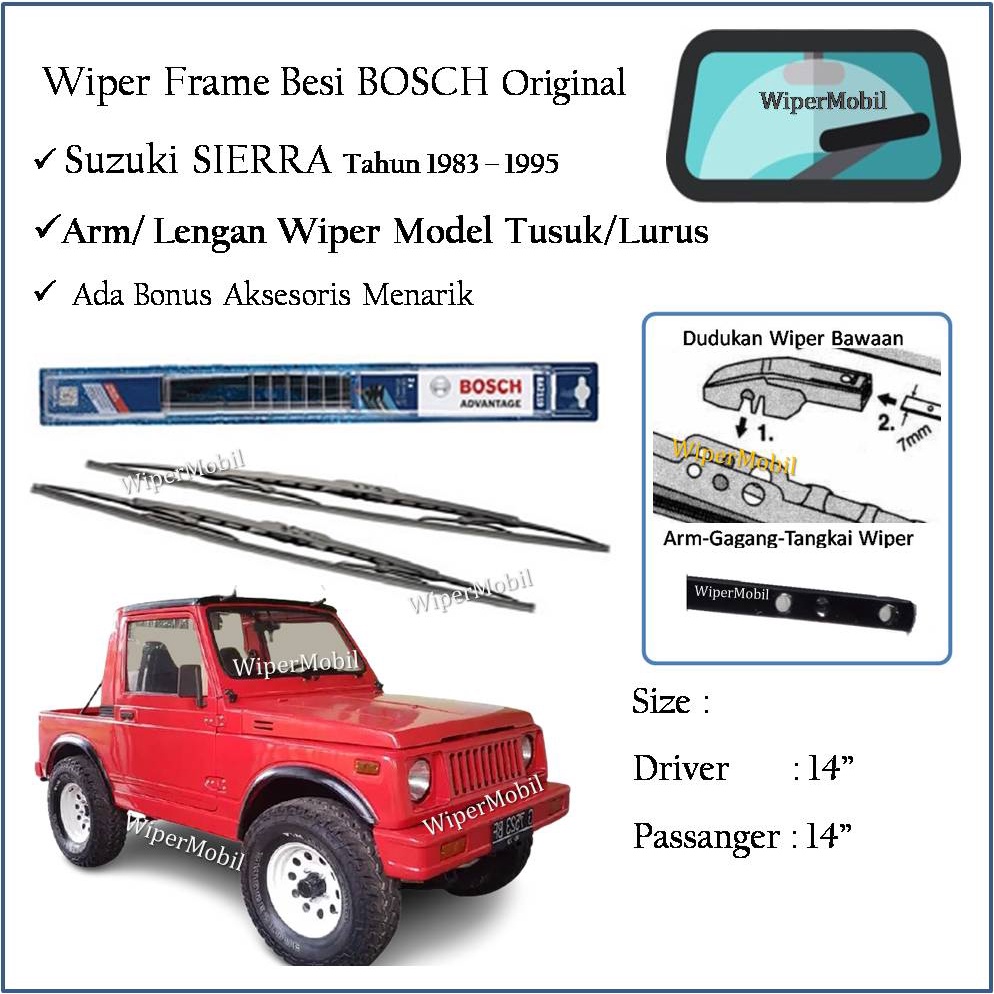 Jual Wiper Tusuk Lurus Frame Besi Bosch Suzuki Sierra 1983 1984 1985 ...