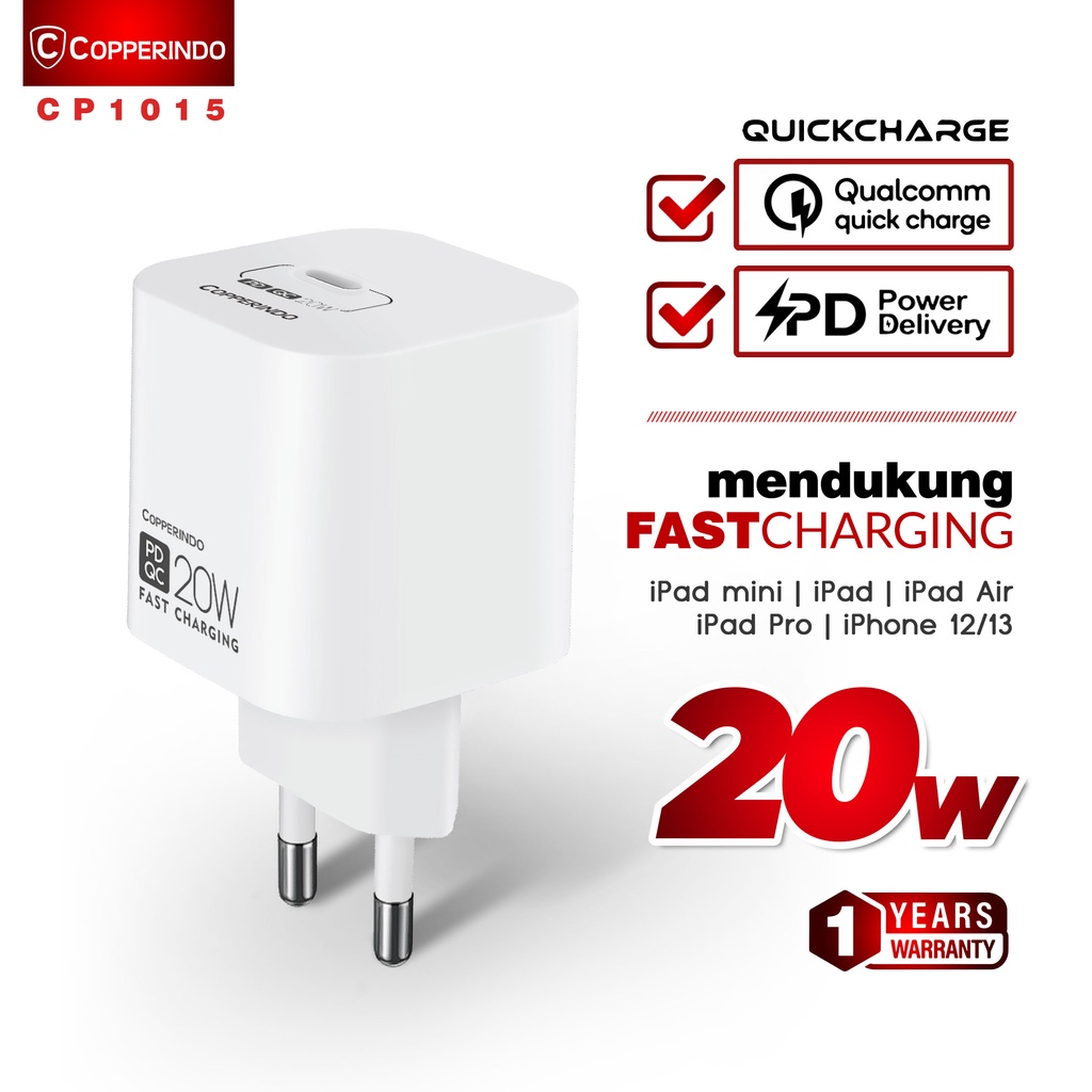 Jual COPPER Charger CP1015 - 20W Fast Charging PD + QC (Type-C ...