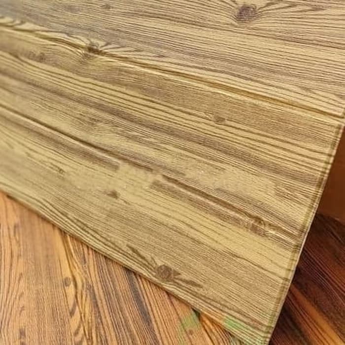 Jual Wallpaper Dinding Foam Busa Gabus Wood 3D Motif Kayu Jati Coklat ...