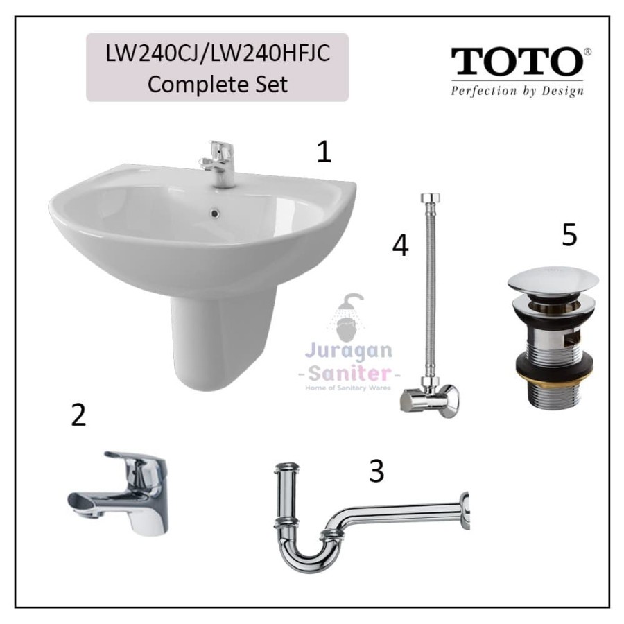 Jual Toto LW240CJ/LW240HFJ Wastafel Half Pedestal Complete Set | Shopee ...