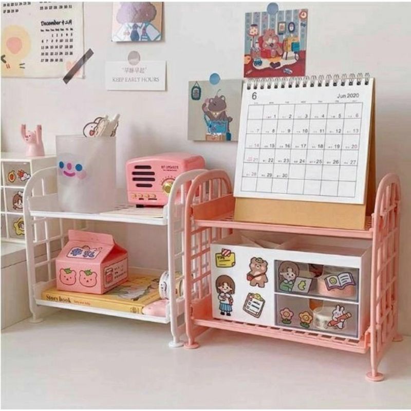 Jual Rak meja plastik/Rak susun plastik 2 tingkat portable | Shopee ...