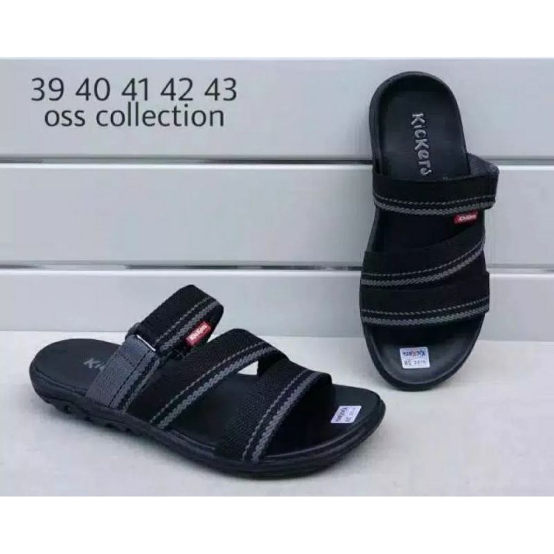 Jual SANDAL CASUAL PRIA KICKERS SENDAL KASUAL FLAT SELOP SLOP SLIP ON ...