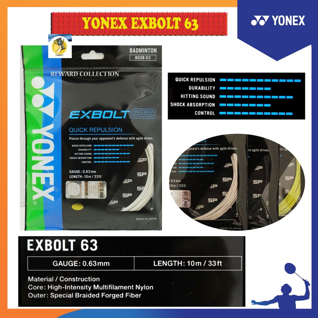 Jual SENAR BADMINTON YONEX EXBOLT 63 ORI !! | Shopee Indonesia