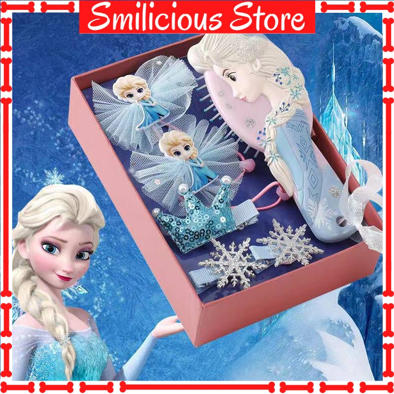 Jual Paket Aksesoris rambut Frozen Elsa anak 6 in 1 sisir ikat rambut ...
