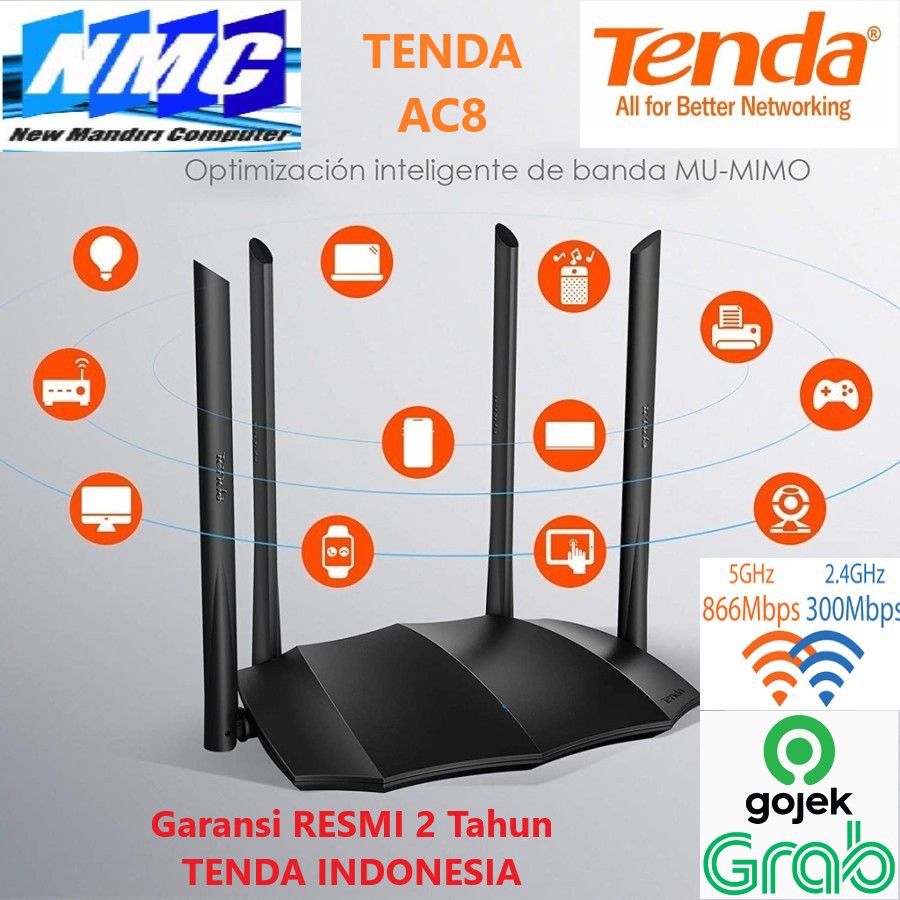 Jual Tenda AC8 AC1200 IPv6 Dual-Band Gigabit Wireless Router Wifi | Shopee Indonesia