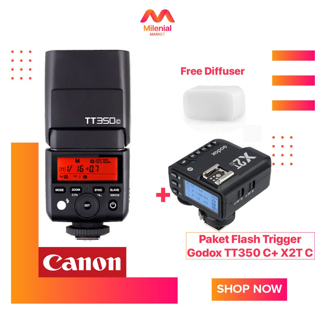 Jual Paket Speedlite Flash Godox TT350 C + Trigger X2T C TT350 Canon ...