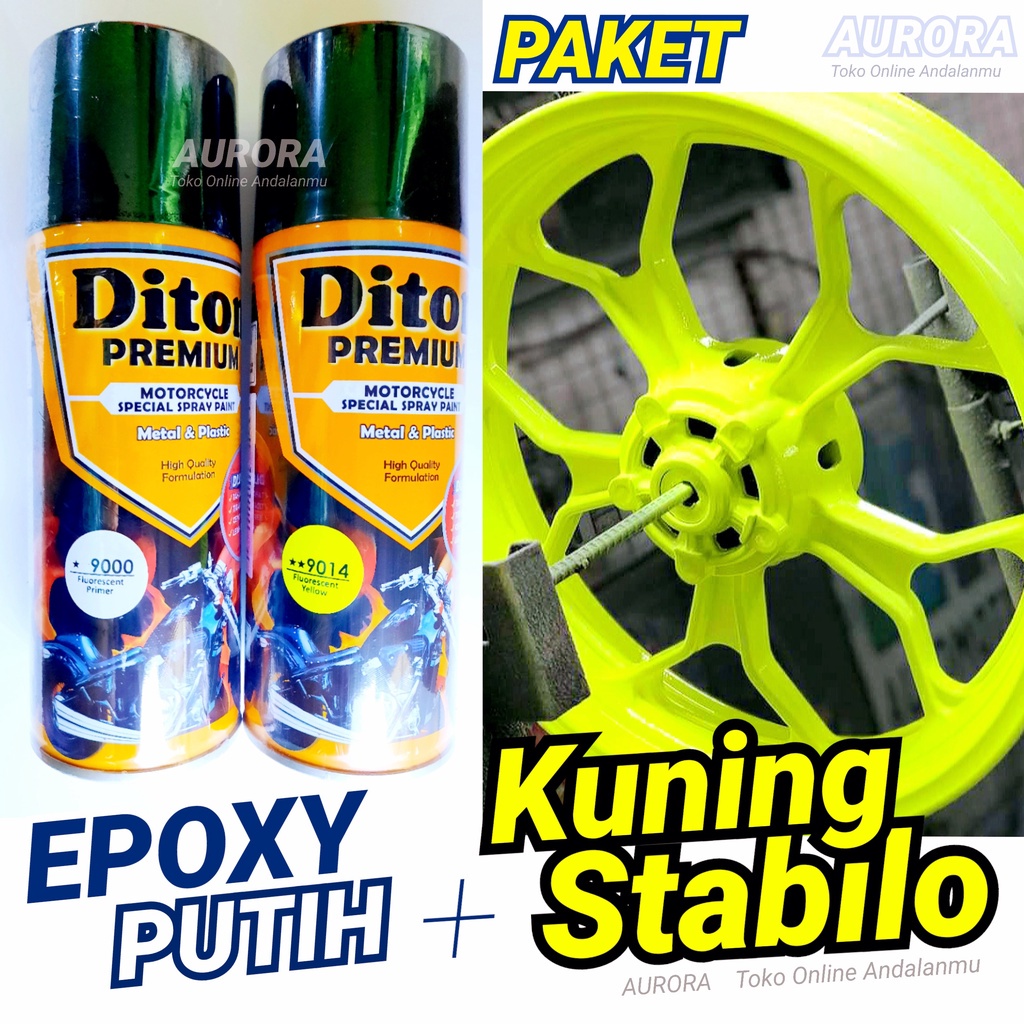 Jual PAKET Diton Premium Epoxy Putih Fluorescent Primer 9000 + Kuning ...