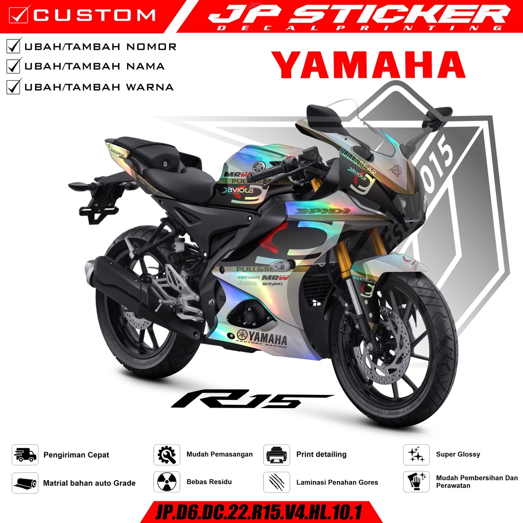 Jual Stiker Decal Hologram R15 V4 All New Chrome , Sticker Decal Full ...