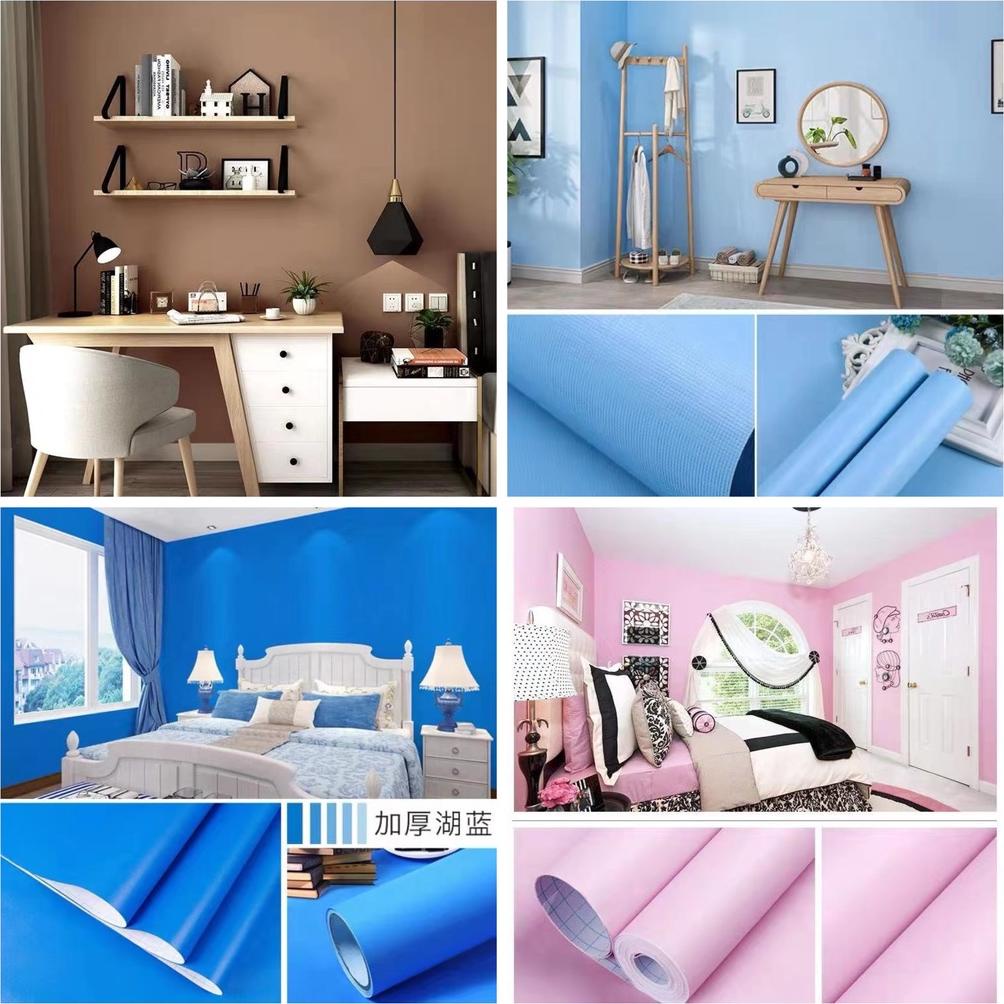 Jual Wallpaper Dinding Ukuran 45 Cm X 10 M Motif Polos Pastel Biru Pink ...