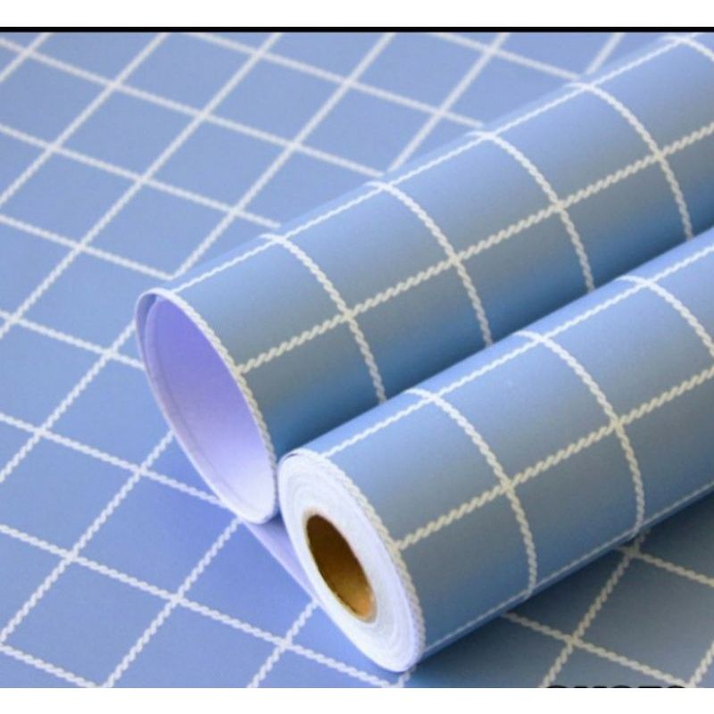 Jual Wallpaper Dinding Sticker Dinding Biru Garis Kotak Elegan Mewah ...