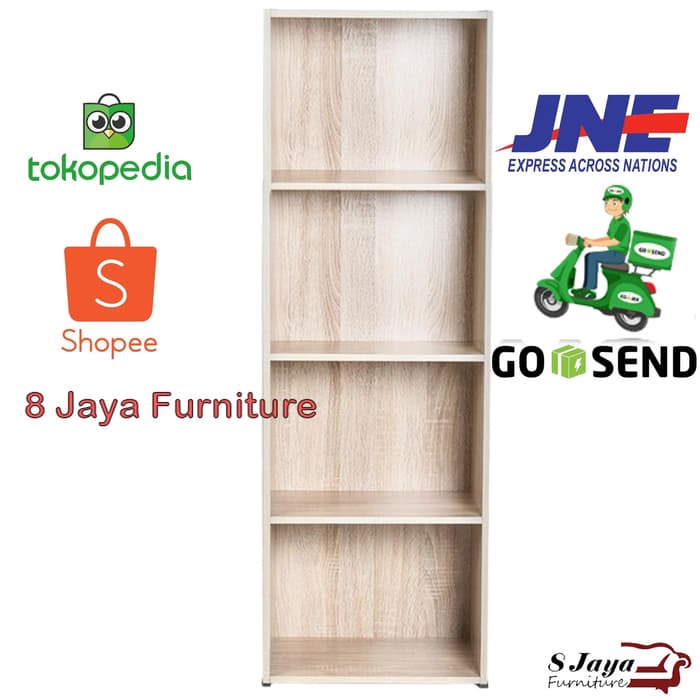 Jual Rak Buku Lemari Serbaguna Kayu 4 Susun Dokumen Kantor Sekolah ...
