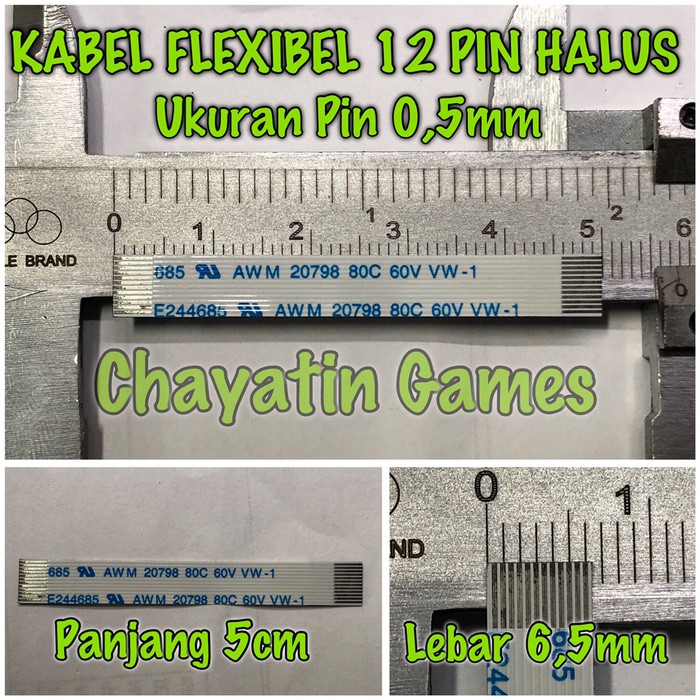 Jual KABEL FLEXIBEL 12 PIN HALUS SEARAH PANJANG 5cm - Ukuran PIN 0,5mm ...