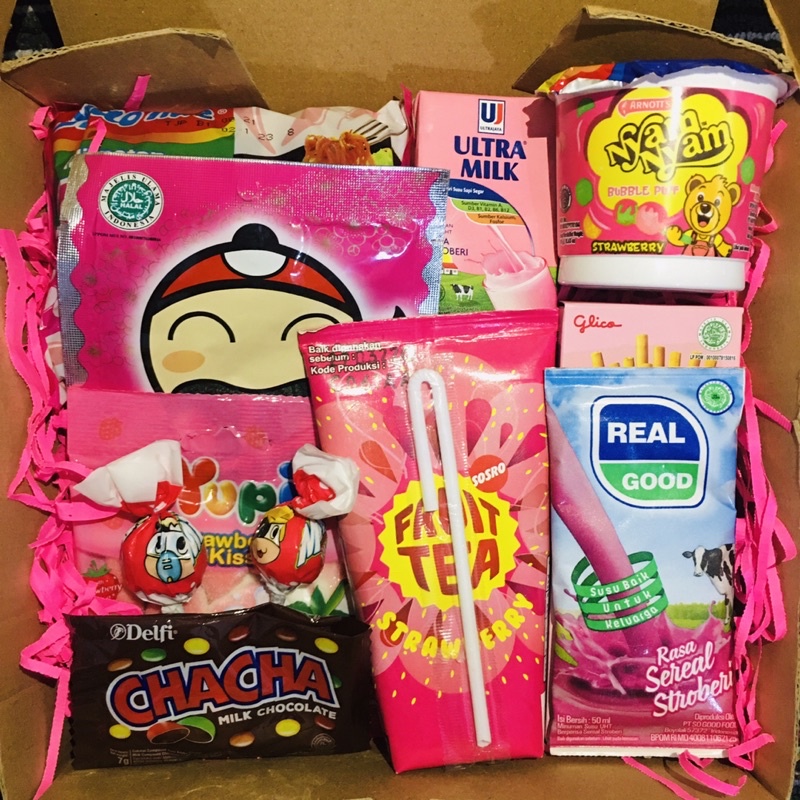 Jual Snack Box Pink Edition / Hampers /Hadiah wisuda / Hadiah Pacar ...
