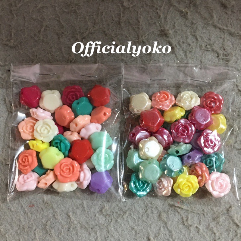 Jual Manik Bunga Mawar Kecil warna mix random (15gram) | Shopee Indonesia
