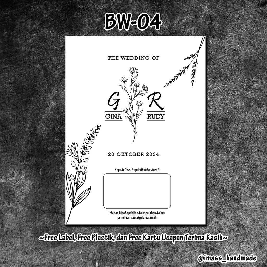 Jual Undangan BW/Undangan Black White/Undangan Simple/Undangan bandung ...