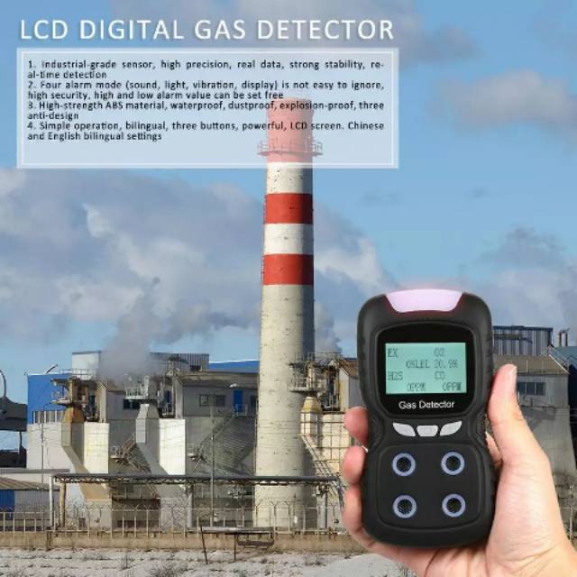 Jual LCD Gas Analyzer 4 in 1 EX/O2/H2S/CO Gas Detector monitor PLT840 ...