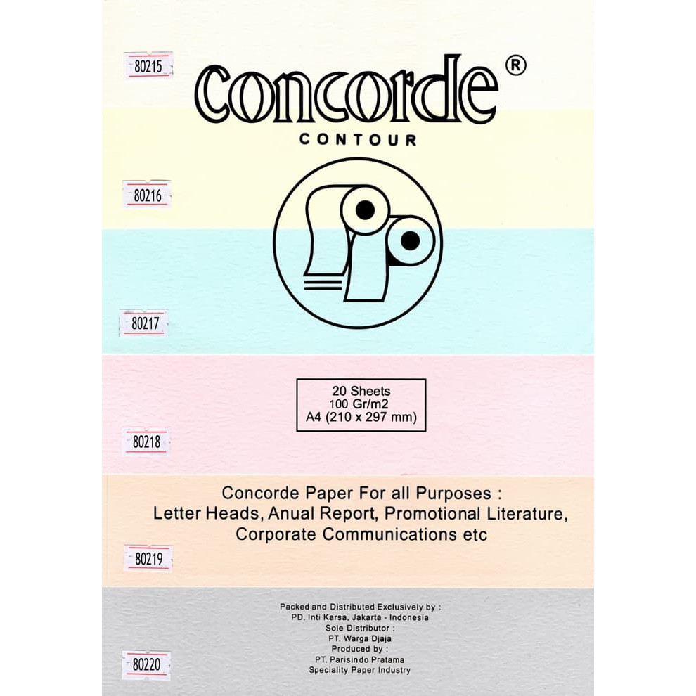Jual Kertas Concorde Contour Paper A4 100 gr gram 100gr Warna Warni Isi ...