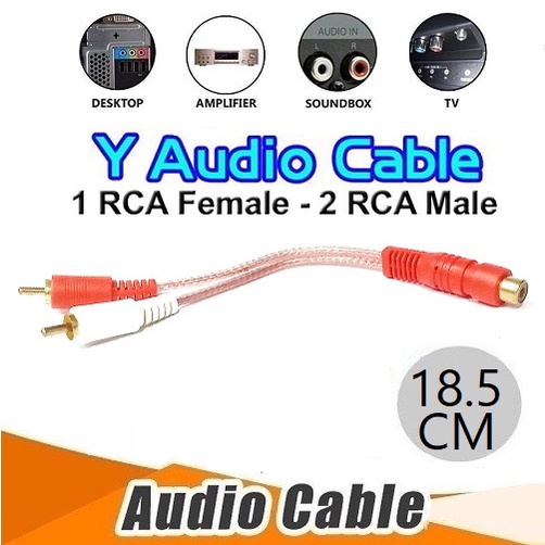 Jual Kabel Audio RCA Y Transparan 1 to 2 Male Female Gold Plate ...