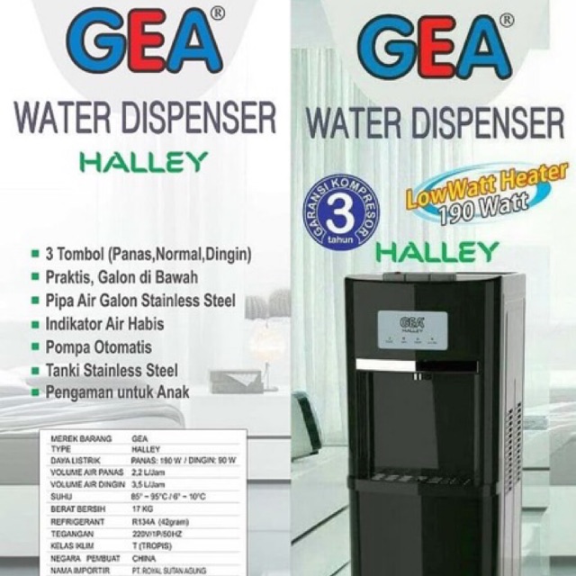 Jual GEA Halley Star Polaris Dispenser Galon Bawah HOT COOL NORMAL LOW ...