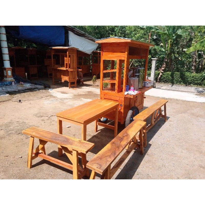 Jual gerobak bakso roda tiga dan satu meja tiga kursi free ongkir ...