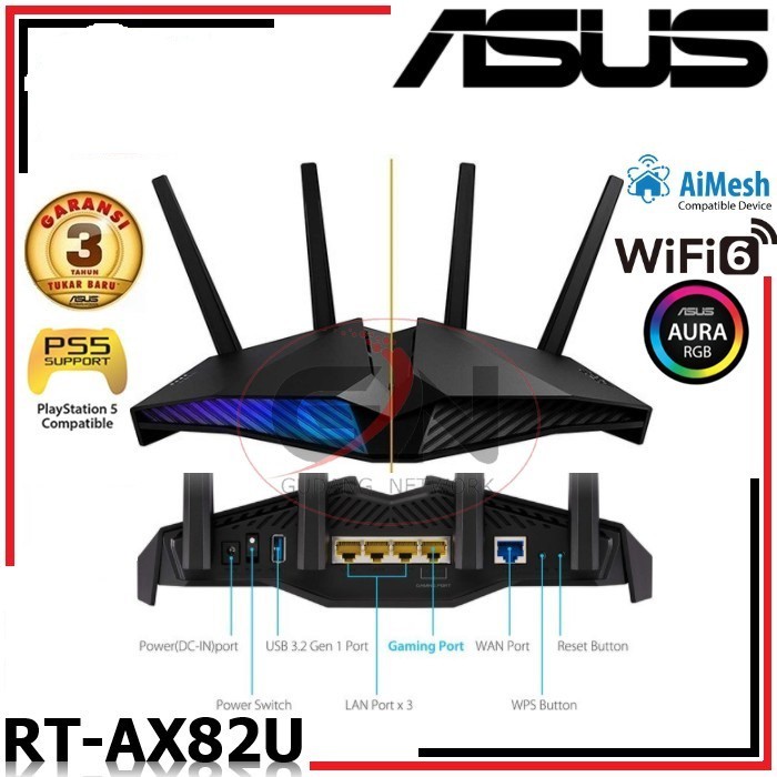 Jual ASUS RT-AX82U WiFi 6 AX5400 WiFi6 With AiMesh AX 5400 Wireless router | Shopee Indonesia