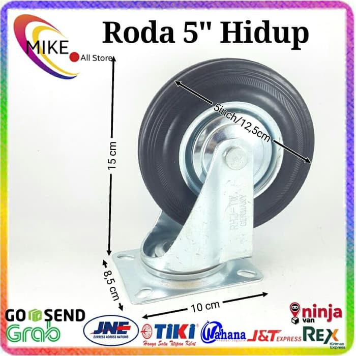 Jual Roda Troli 5" Hidup Roda Karet 5inchi Roda Troli Roda 5 inch ...