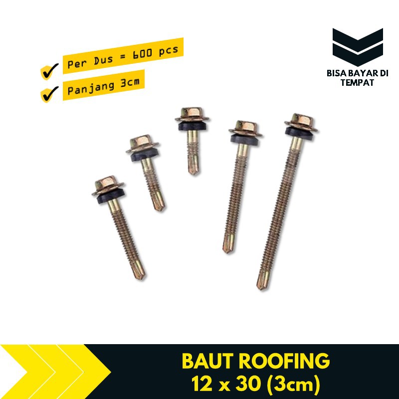 Jual Baut Sekrup Skrup Roofing Baja Ringan 12 x 30 (3cm) Per Dus 600 ...
