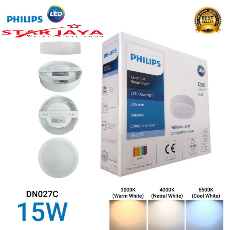 Jual Philips Lampu Downlight LED Outbow (OB) 15 Watt DN027C D175 Body Besi dan 11 Watt DN027C ...