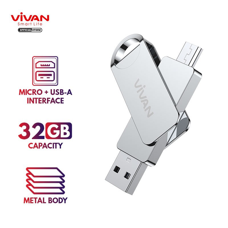 Jual Flashdisk OTG VIVAN 32GB Dual Interface Micro-USB-A Metal Body ...