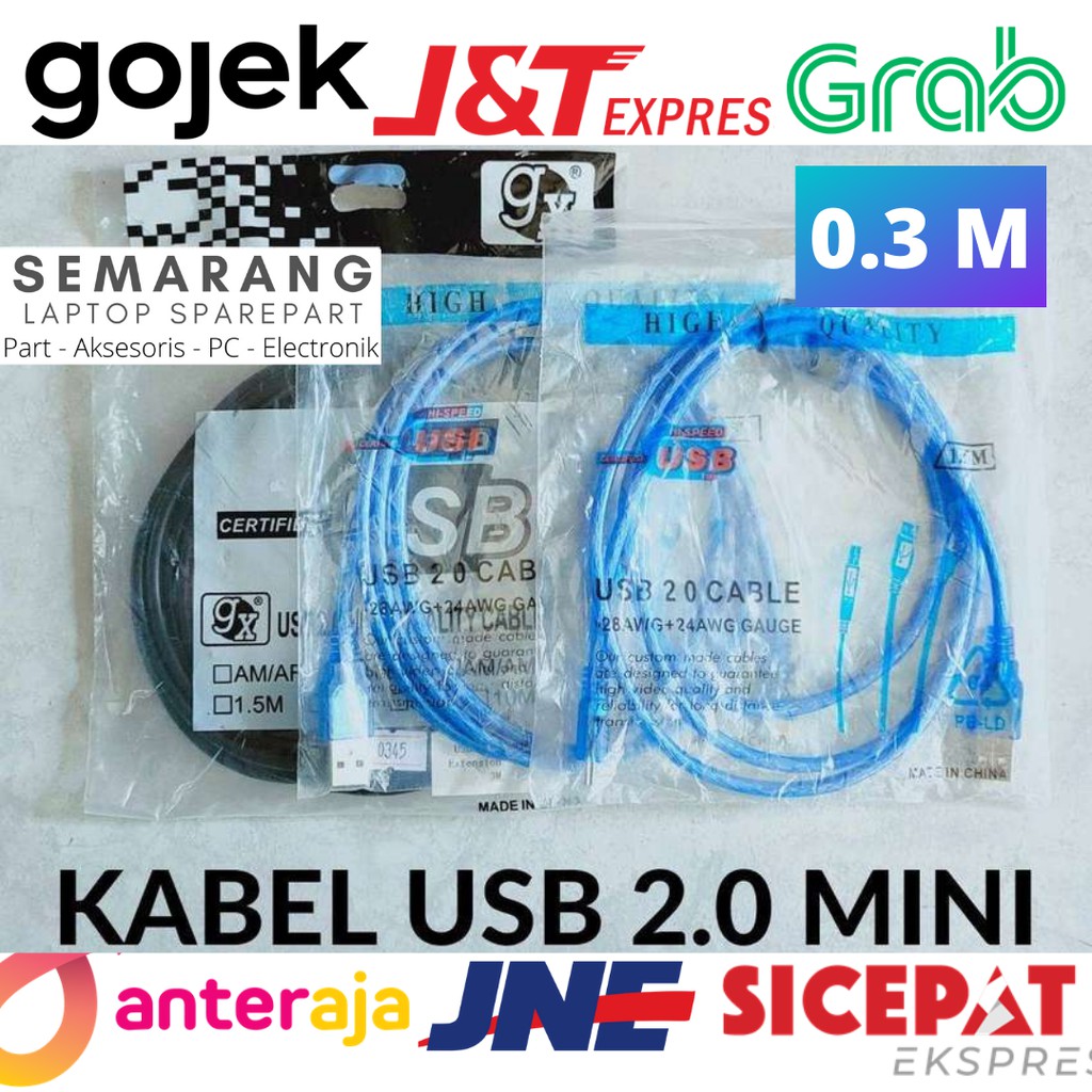 Jual KABEL MINI USB 30CM 0.3M 5 Pin 5Pin Pendek Meter Cable Murah ...