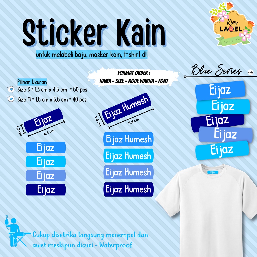 Jual Stiker Kain Baju Setrika Label Nama Sablon Character sticker ...