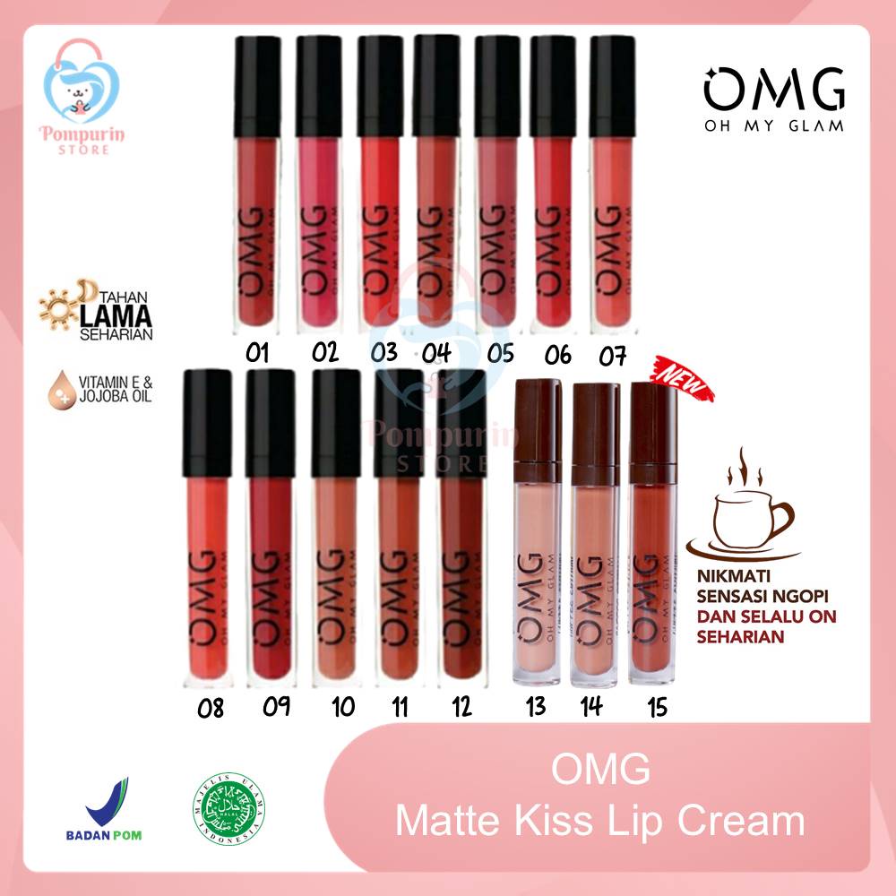 Jual OMG Oh My Glam Matte Kiss Lip Cream 3.5g Halal Original BPOM ...
