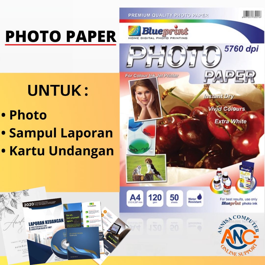 Jual Kertas Foto / Kertas Glossy / Glossy Paper BLUEPRINT A4 120 gsm ...