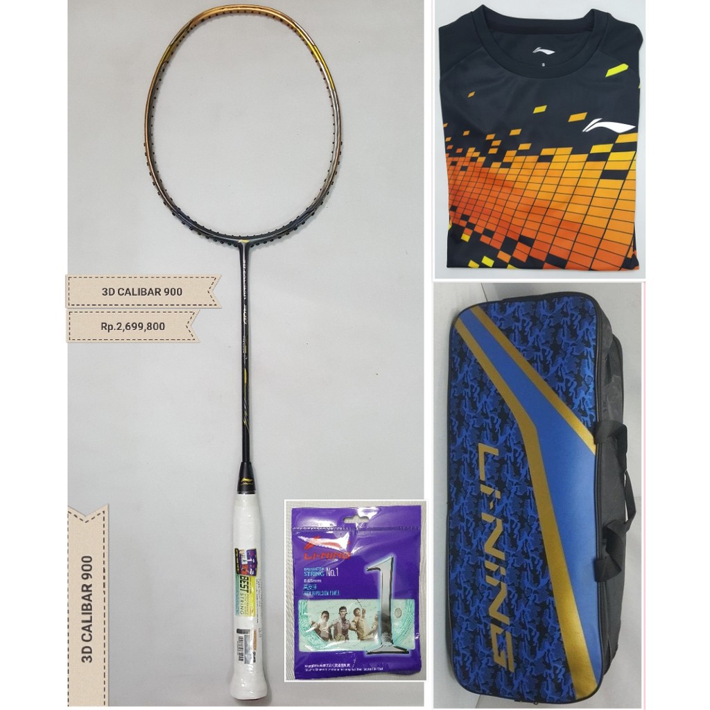 Jual RAKET BADMINTON - LINING 3D CALIBAR 900 +SENAR+TAS+KAOS - ORIGINAL ...