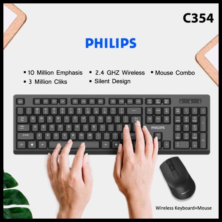 Jual Mouse Keyboard Wireless Combo Phillips Lengkap Dengan Baterai C354 ...