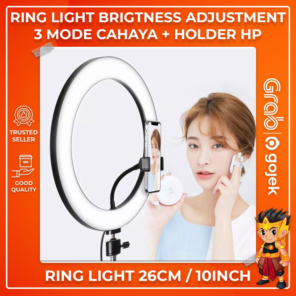 Jual Lampu Ring Light LED 26cm 10inch Make Up Vlog Ringlight Plus ...