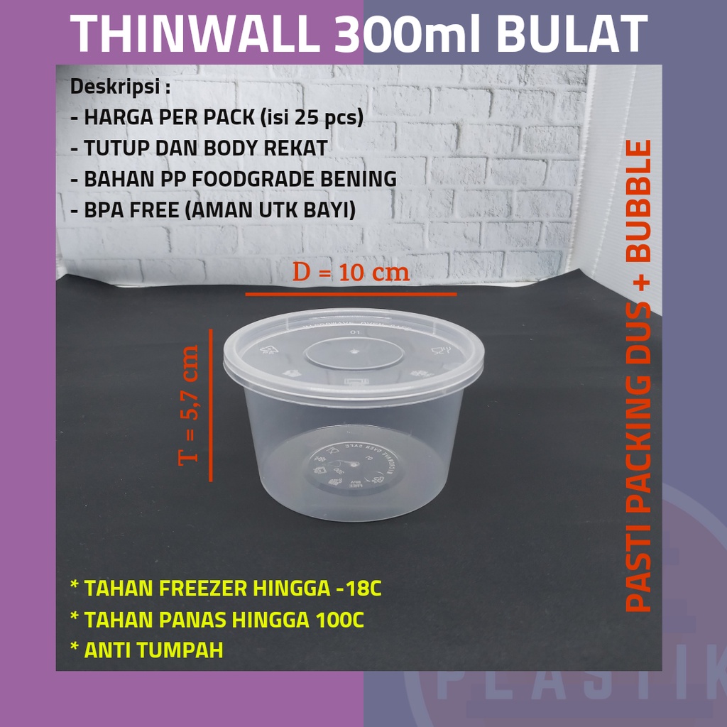 Jual Thinwall 300ml Bulat Cup Mangkok Bakso Mie Salad Wadah Plastik ...