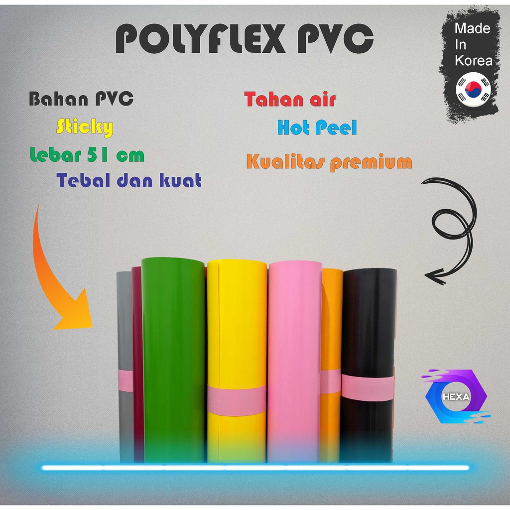 Jual Hexa Polyflex PVC per 1m (Warna Dasar) | Shopee Indonesia