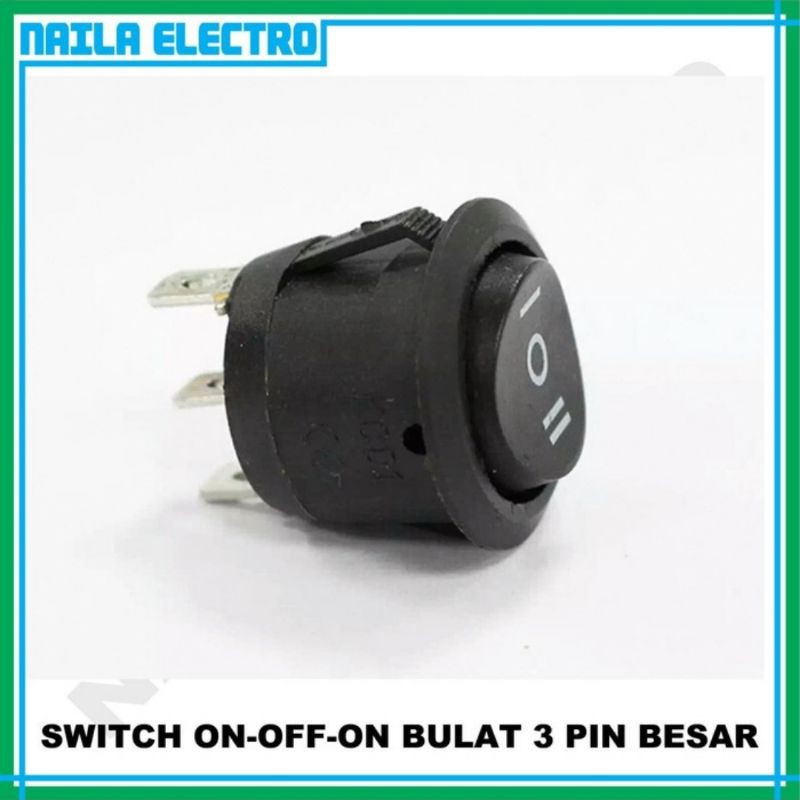 Jual (3 Pcs) Switch On-Off-On 3 Pin Bulat Besar / Saklar On Off On 3 ...