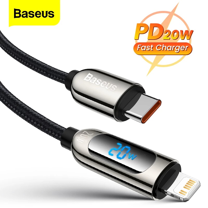 Jual BASEUS KABEL DATA TYPE-C TO IPHONE 20W PD FAST CHARGING LED ...