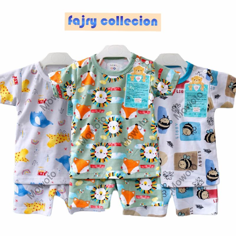Jual (3setel)Setelan LIBBY Pendek/Piyama Unisex 2-5 Tahun Kaos+celana ...