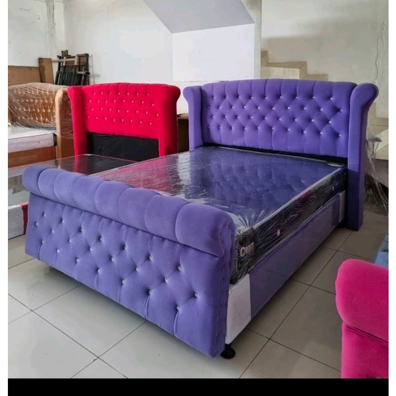 Jual Divan/Difan Kasur Sandaran Jaguar Double Sandaran Bahan Bludru ...