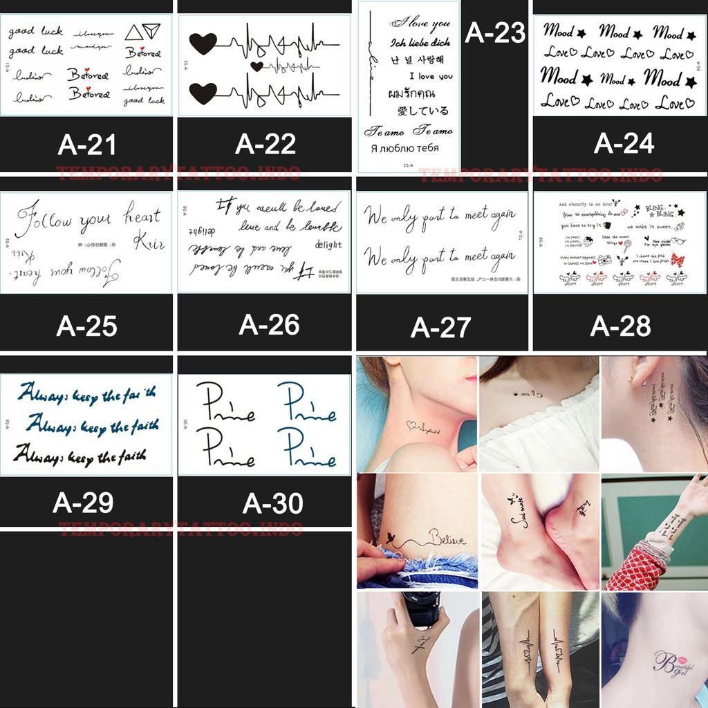 Jual TATO TEMPORER TULISAN STIKER TEMPORARY TATTOO STICKER TAHAN AIR ...