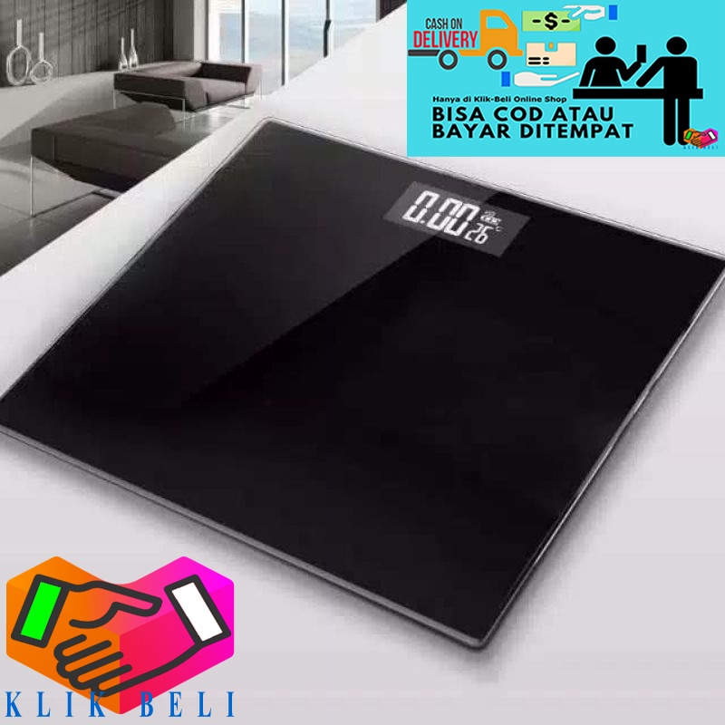 Jual Timbangan Badan Digital Full Black Kaca Ukuran 26x26cm Weight ...