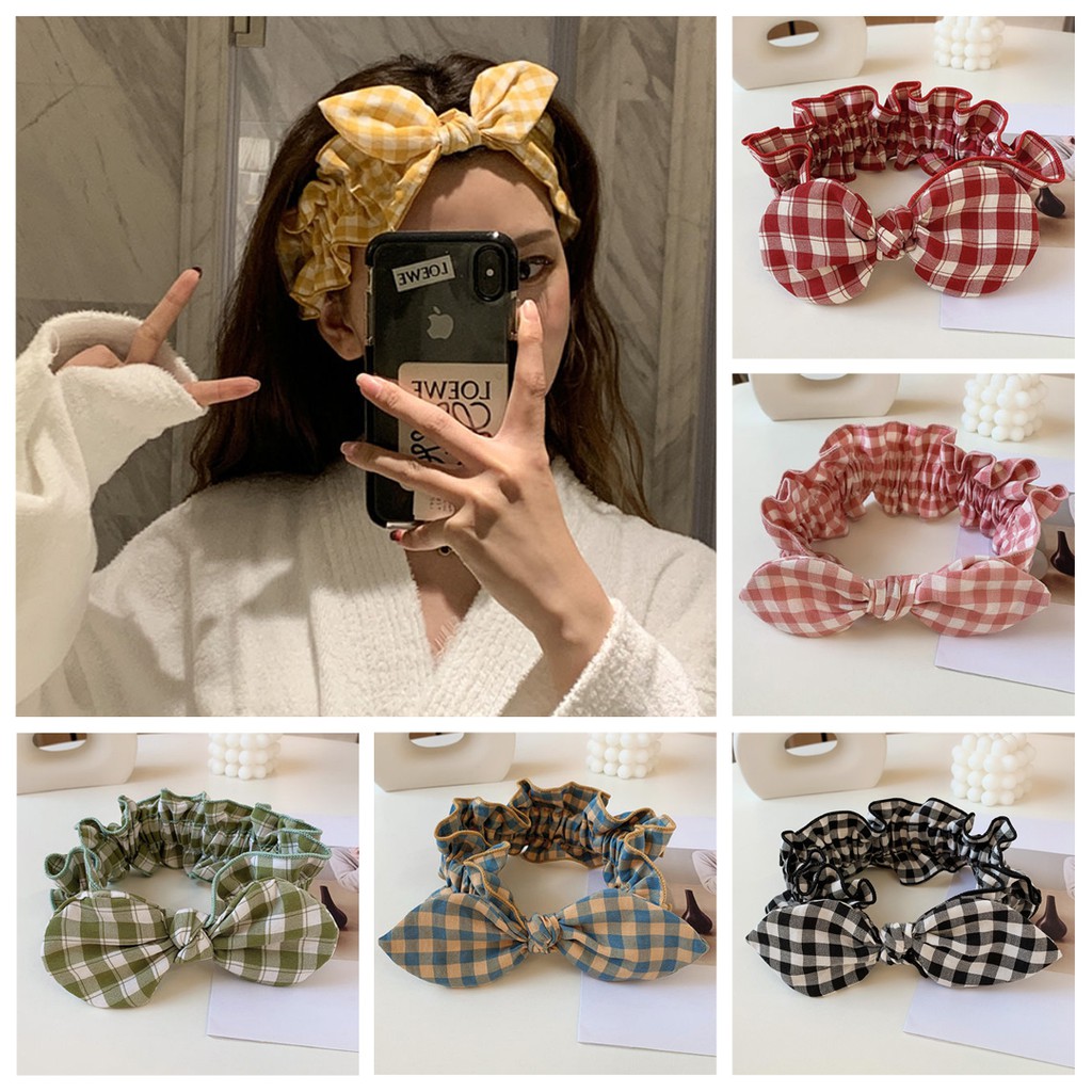 Jual Bando Karet Pita Motif Kotak-Kotak Aksesoris Rambut Wanita Bando ...