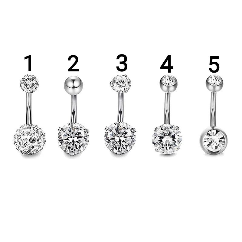Jual Satu pieces 1 pcs belly piercing anting pusar permata stainless ...